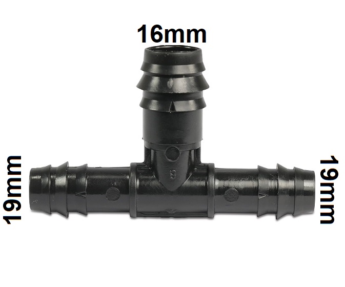 19mm/16mm REDUCING T PVC HOSE CONNECTOR - Aquarium Plumbing